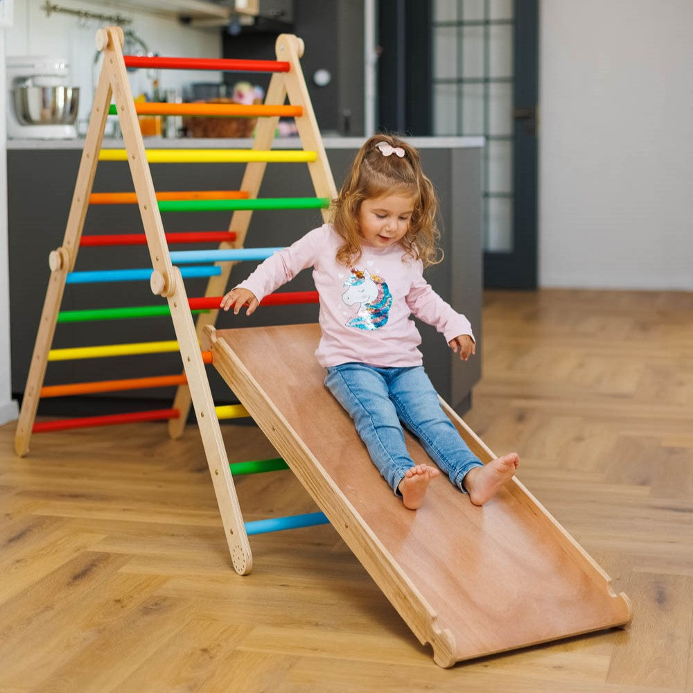 Modifiable Pikler Triangle 4 Modules with Double-Sided Ramp – Wooden Magic