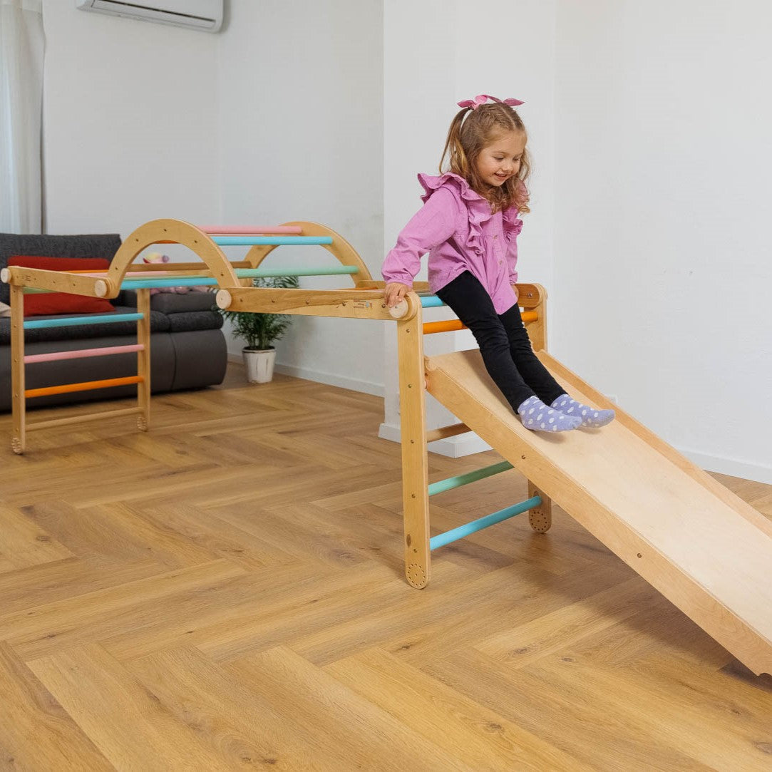 Modifiable Pikler Climbing Triangle 4 Modules with Double-Sided Ramp a ...