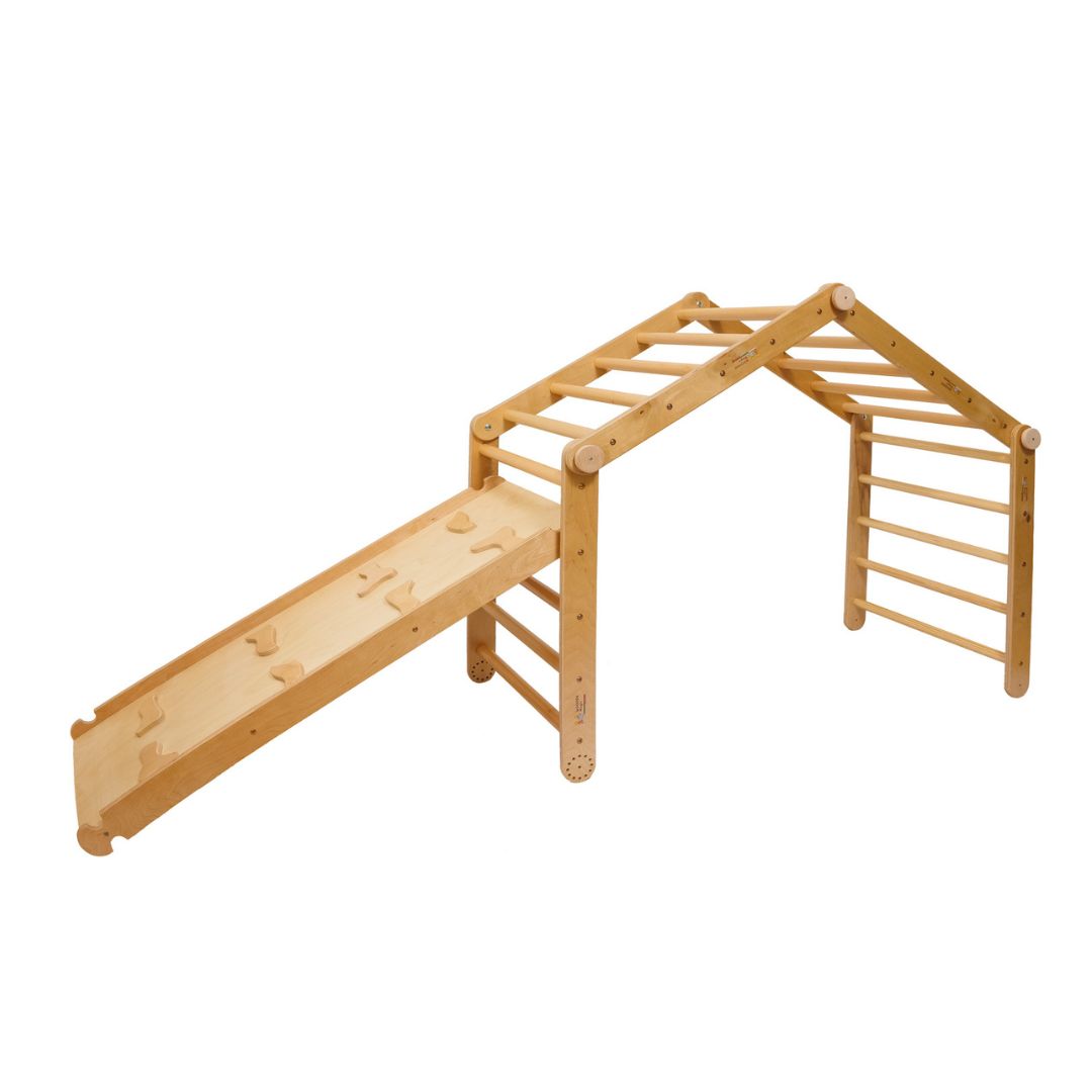 Modifiable Pikler Triangle 4 Modules with Double-Sided Ramp – Wooden Magic