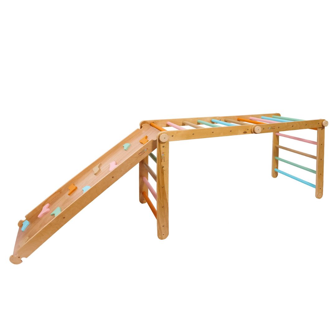 Modifiable Pikler Triangle 4 Modules with Double-Sided Ramp – Wooden Magic