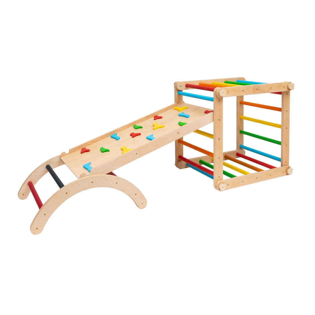 Modifiable Pikler Climbing Triangle 4 Modules with Double-Sided Ramp a ...