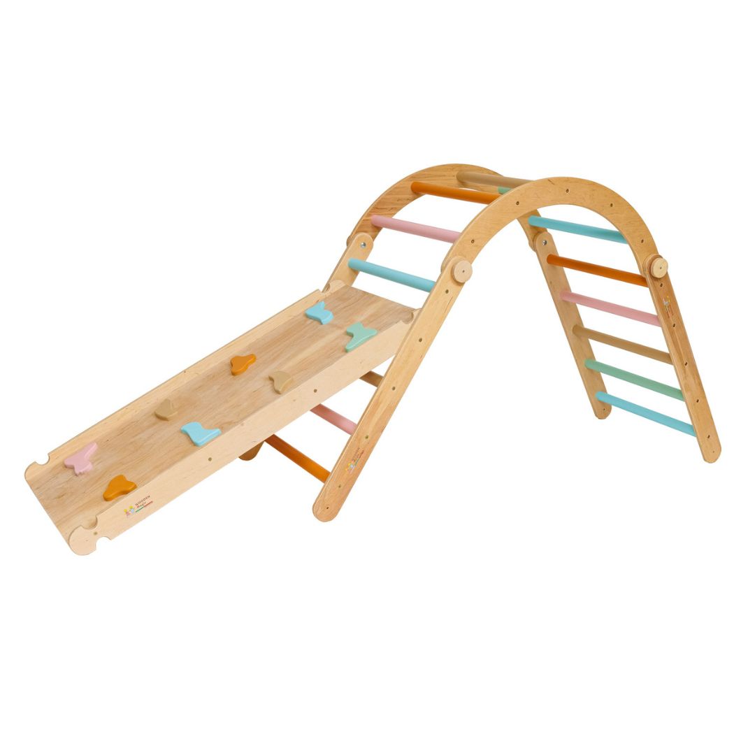 Montessori Climbing Set 3-in-1 Pikler Triangle + Climbing Arch + Doubl ...